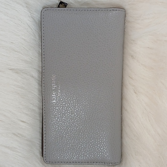 kate spade | Bags | Kate Spade Gray Leather Bifold Wallet | Poshmark
